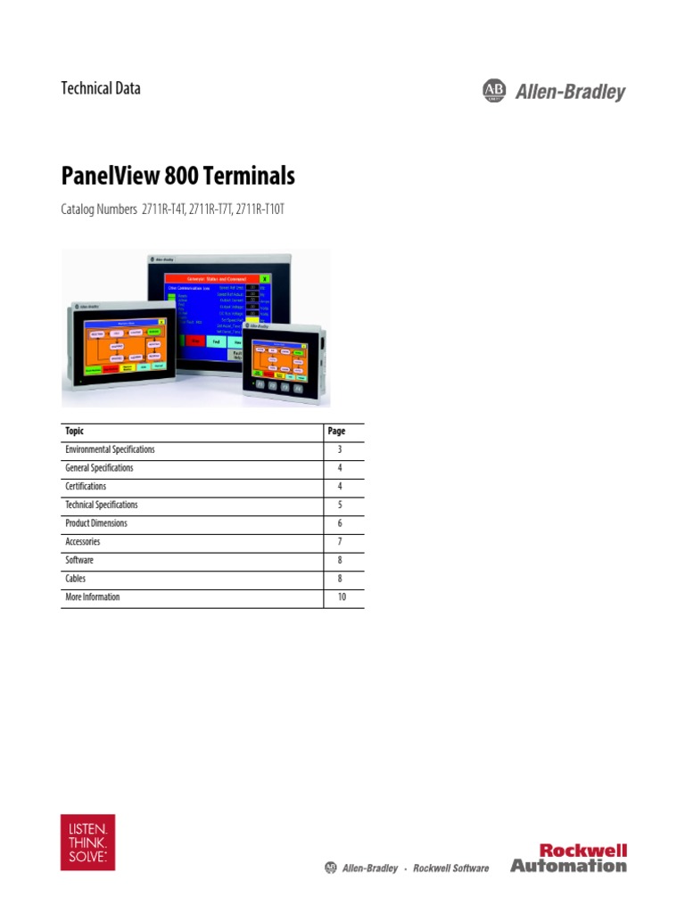 Panelview 800 Terminals: Technical Data | PDF | Secure Digital ...
