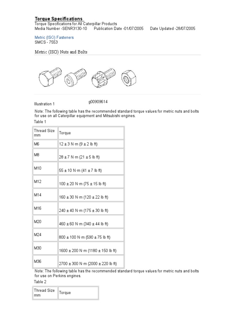 Metric (ISO) Nuts and Bolts: Torque Specifications | PDF | Screw | Nut (Hardware)