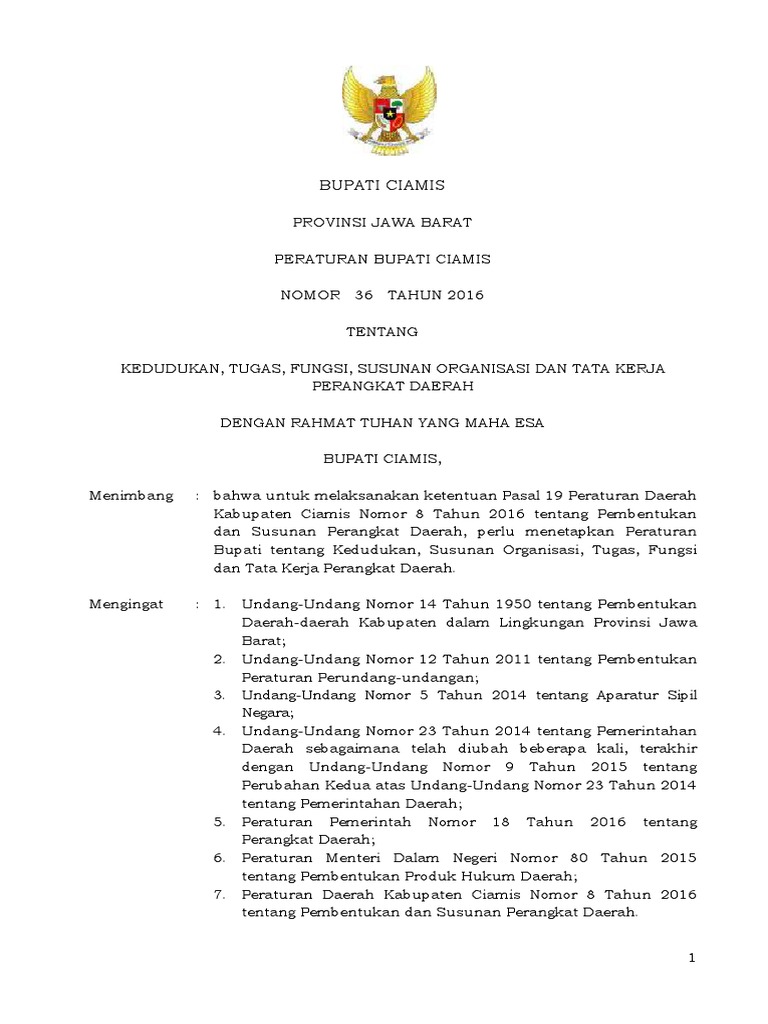 Perbup No. 36 SOTK Tos Edit PDF | PDF | Politik