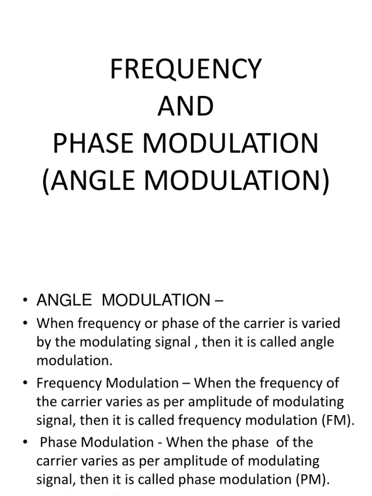 Frequency AND Phase Modulation (Angle Modulation) | Download Free PDF ...