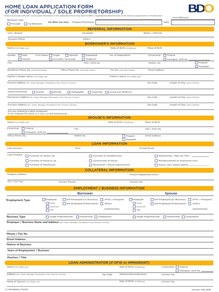 Bdo Application Form | PDF | Loans | Credit Card