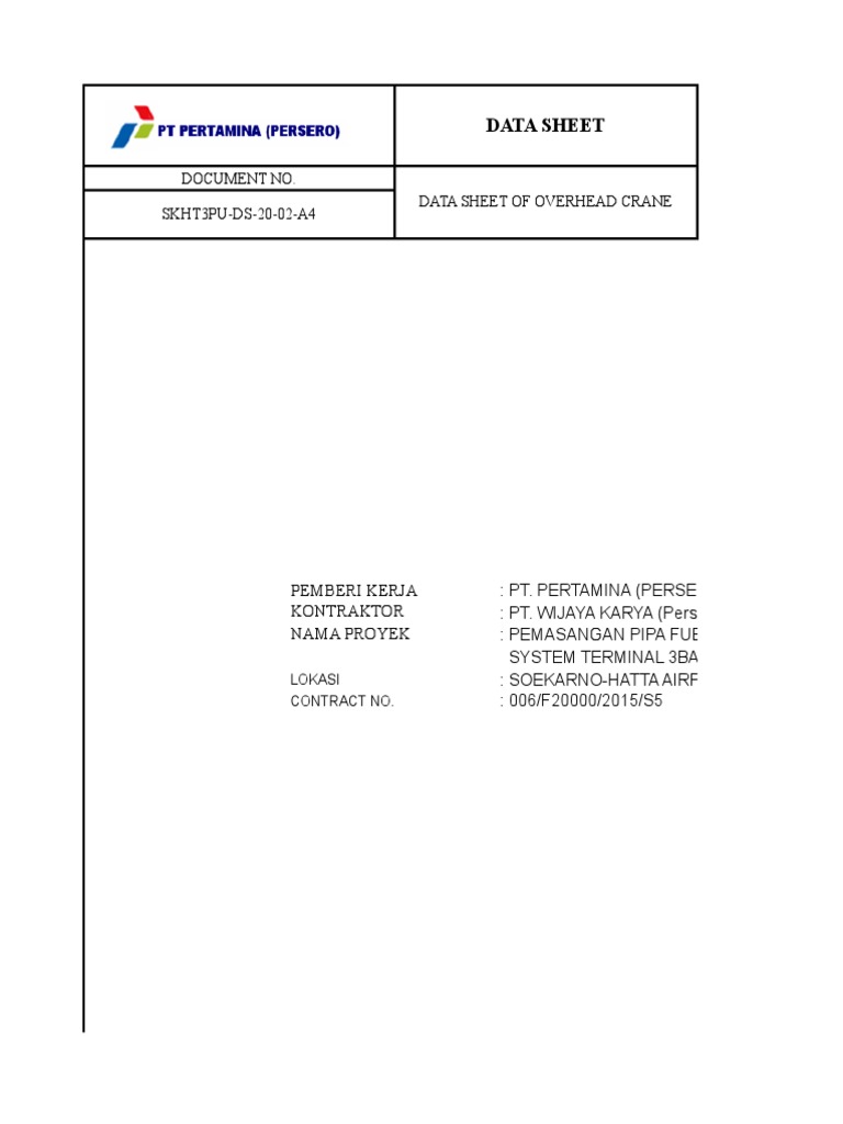SKH3-DS-20-007A-A4 Data Sheet Overhead Crane REV 0.1 | PDF | Crane ...