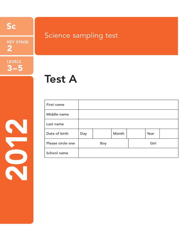 2012 KS2 Science Level 3 5 Science Sampling Tests TestA | PDF ...