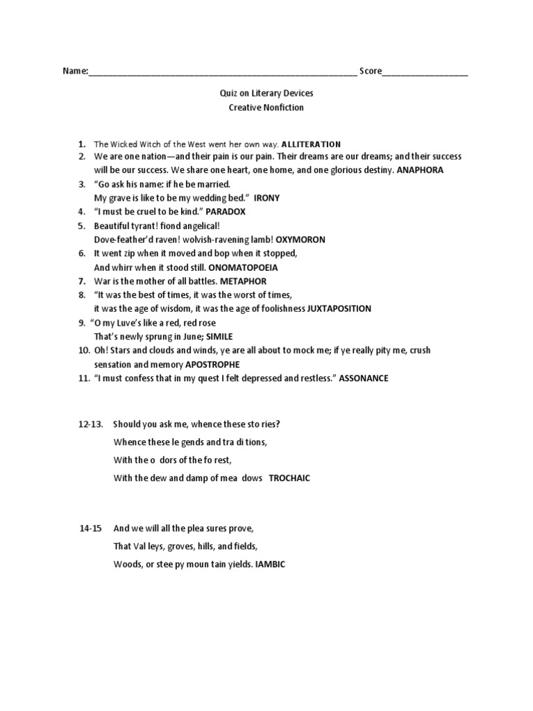 Creative Nonfiction Quiz | PDF