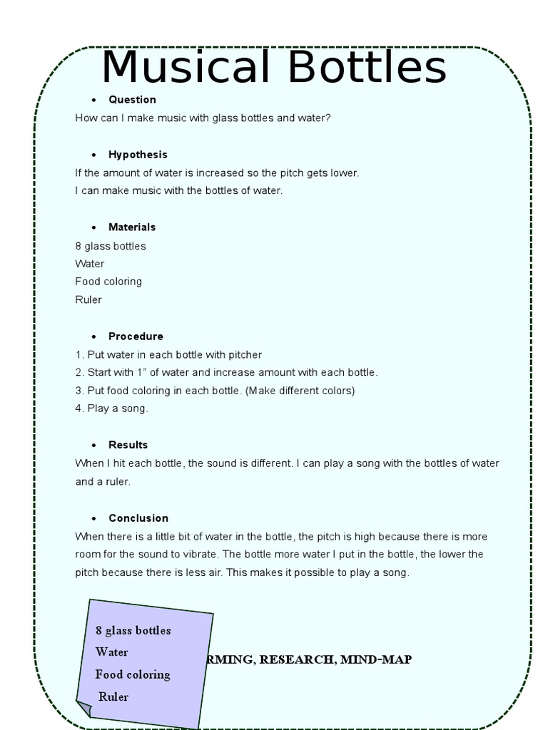 Musical Bottles: 8 Glass Bottles Water Food Coloring Ruler | PDF ...