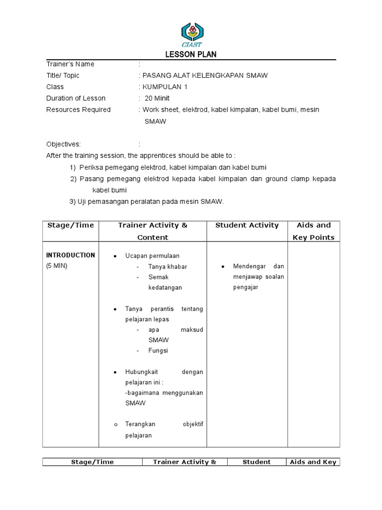 Lesson Plan Contoh PRAKTIKAL | PDF