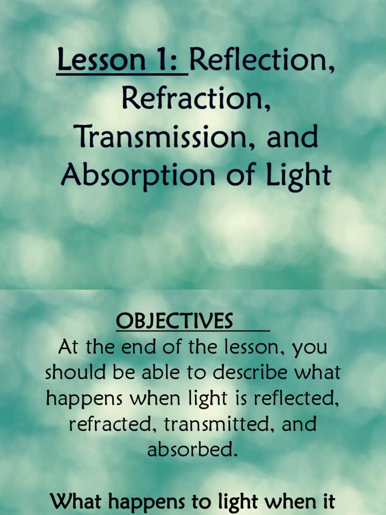 Lights (Lesson 1) | PDF | Refraction | Reflection (Physics)