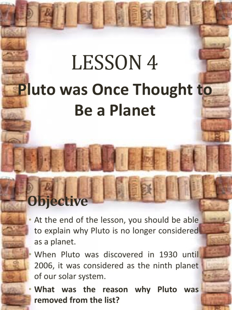 Lesson 4: Pluto Was Once Thought To Be A Planet | PDF | Pluto | Planets