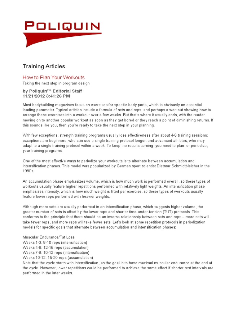 Charles Poliquin How To Plan Your Workouts PDF | PDF | Muscle ...