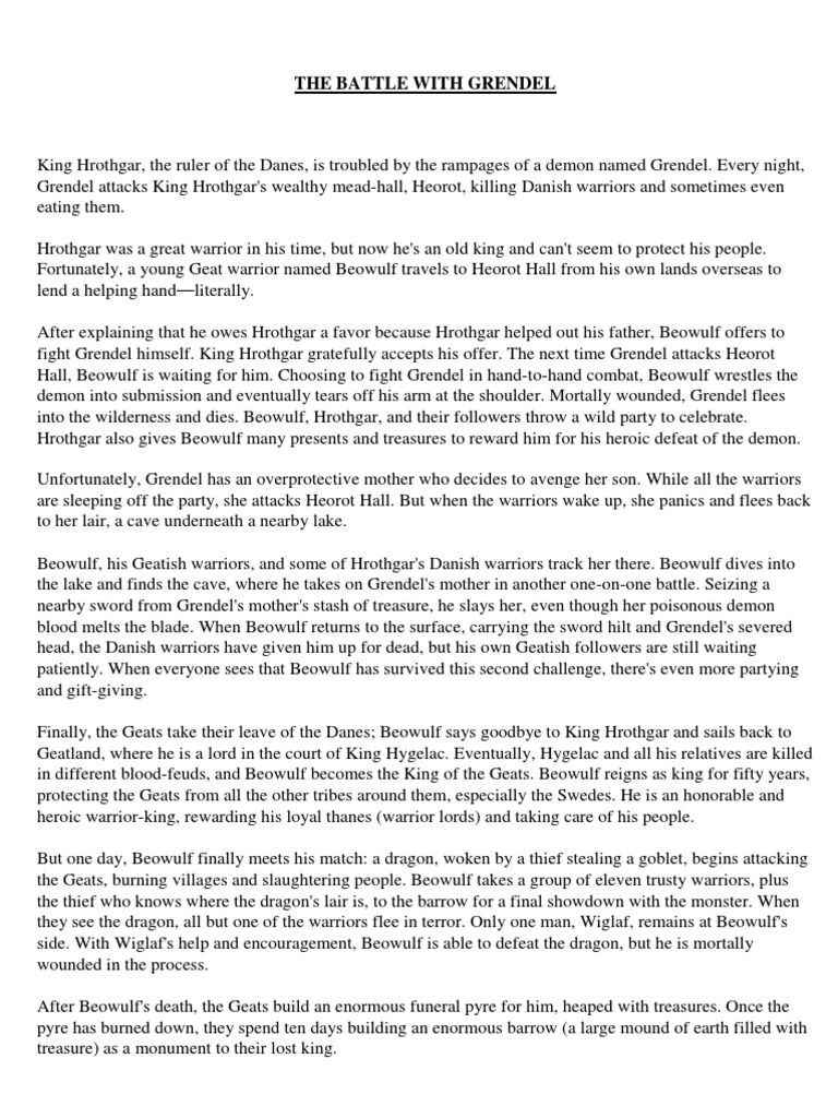 The Battle With Grendel | PDF | Beowulf | Geats