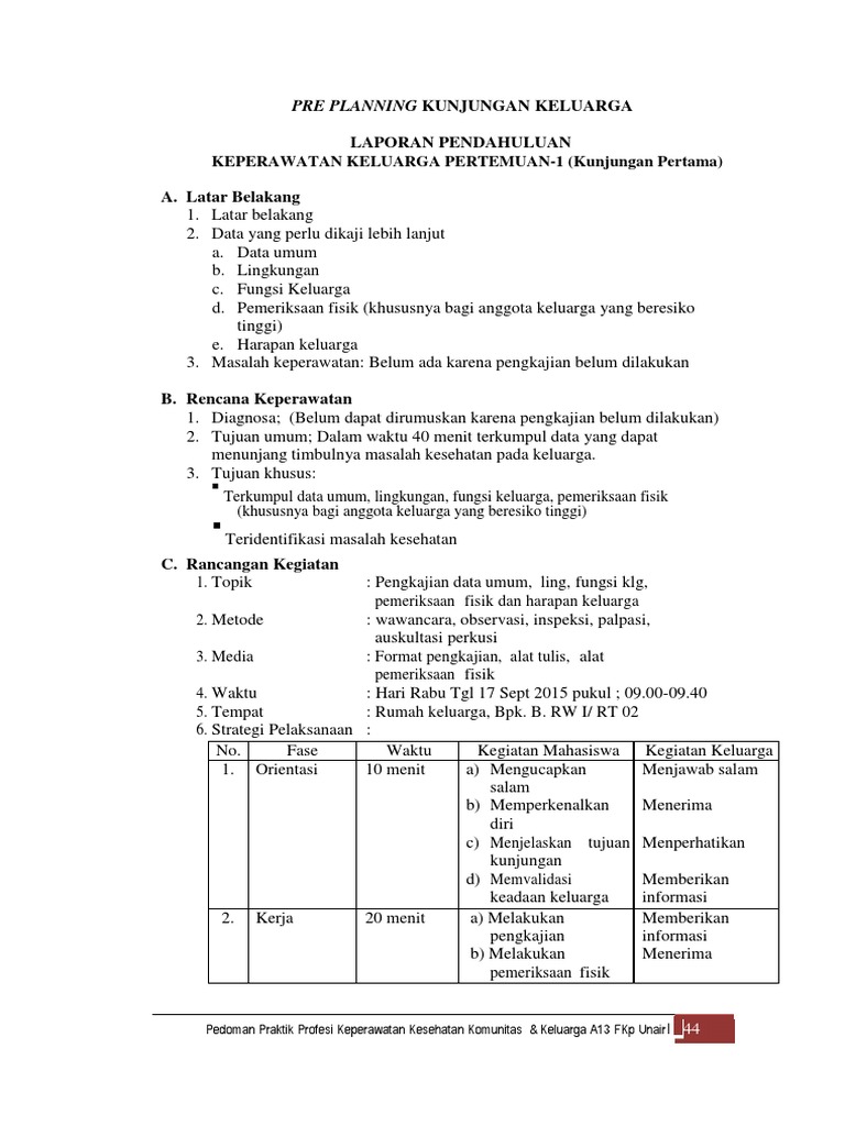 Contoh Preplanning | PDF