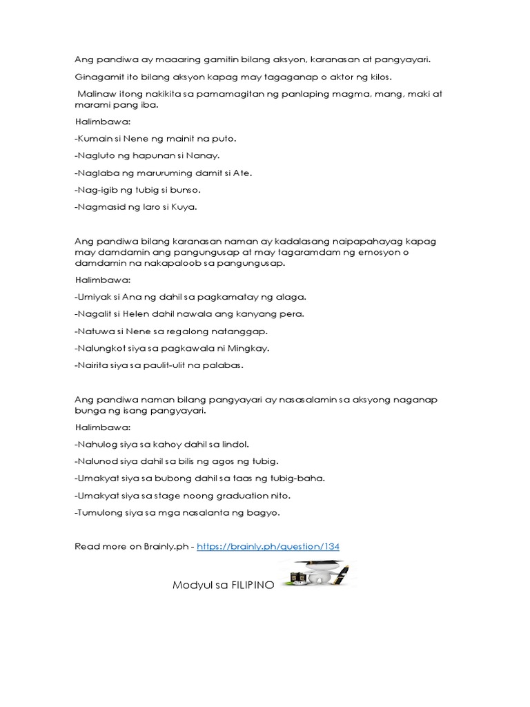 Ang Pandiwa, Aksyon, Pangyayari, Karanasan