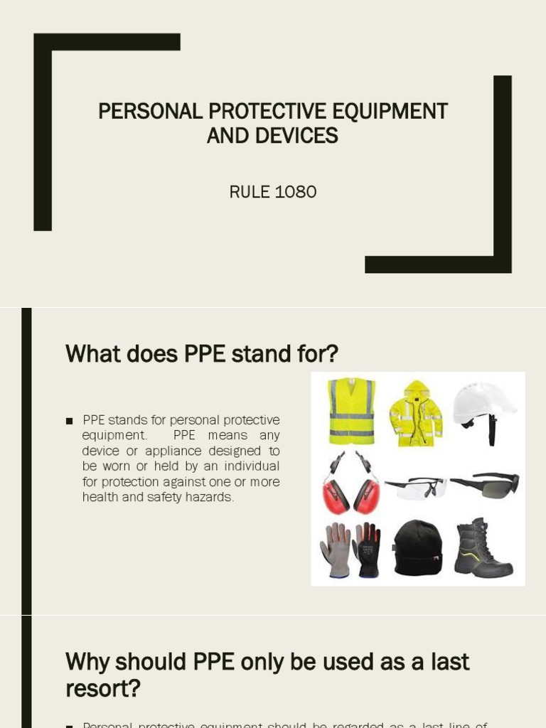 OSHS of The Philippines Rule 1080 PPE AND DEVICES | PDF | Personal ...