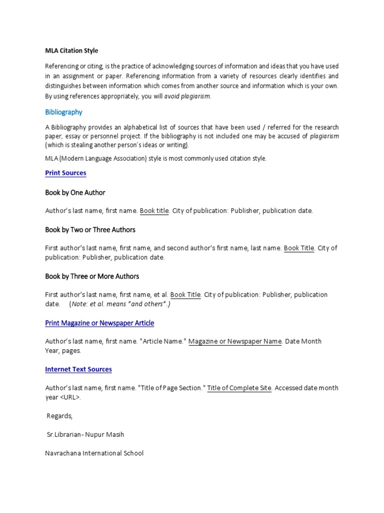 MLA Citation Style Guide | PDF
