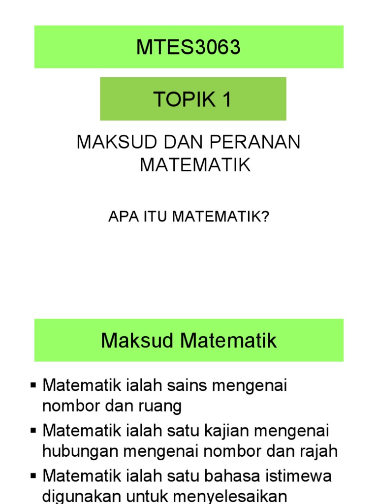 Maksud dan Peranan Matematik | PDF