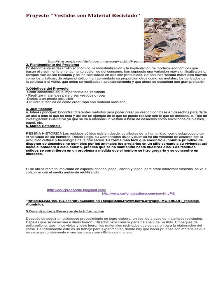 El Proyecto de Ropa Usada | PDF | Reciclaje | Residuos