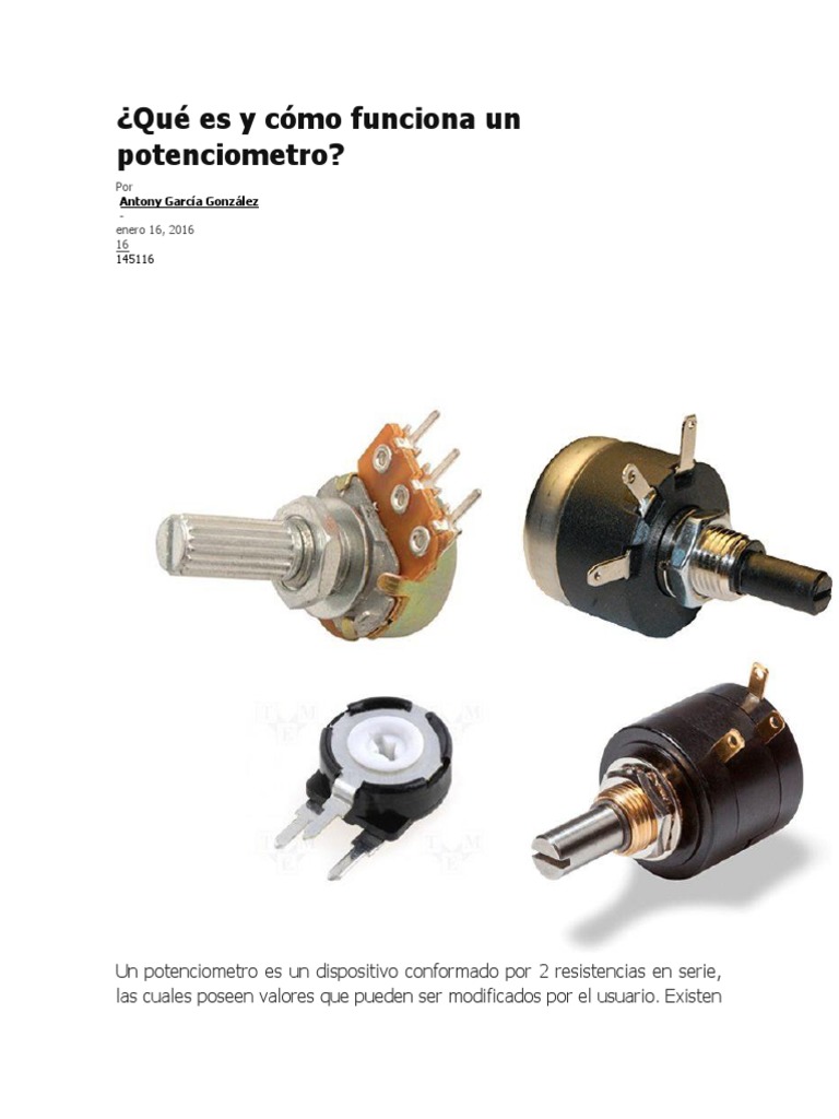 Qué Es y Cómo Funciona Un Potenciometro | PDF | Resistencia Eléctrica y ...