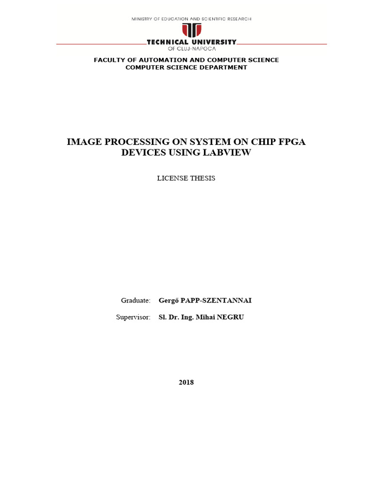 Image Processing On System On Chip FPGA Devices Using LabVIEW | PDF ...
