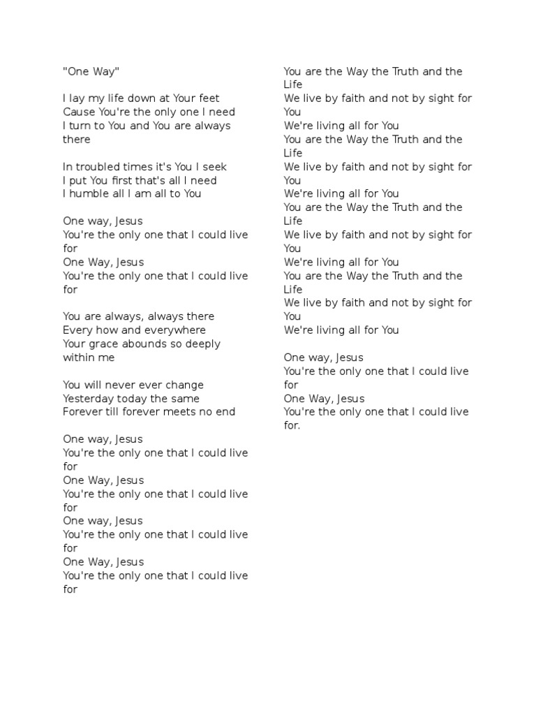 One Way Lyrics | PDF