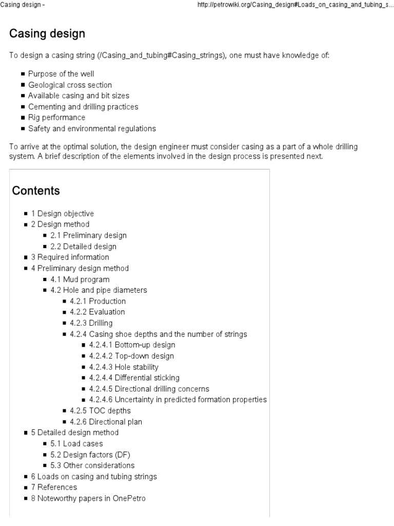 Casing Design | PDF | Casing (Borehole) | Oil Well