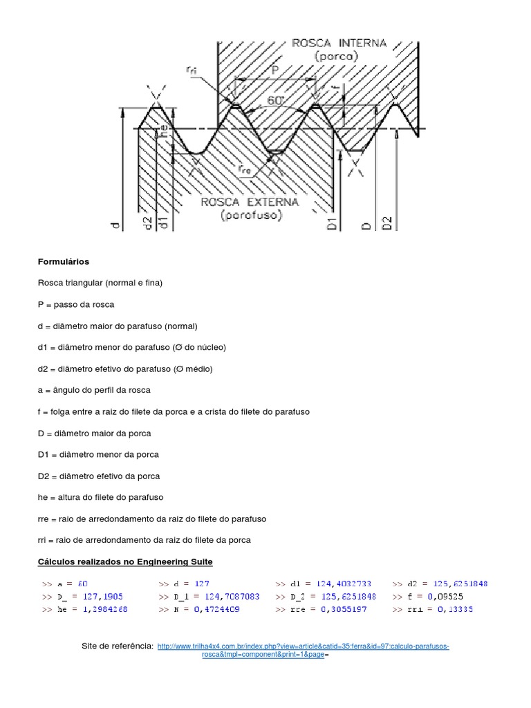 Calculos Roscas em MM | PDF