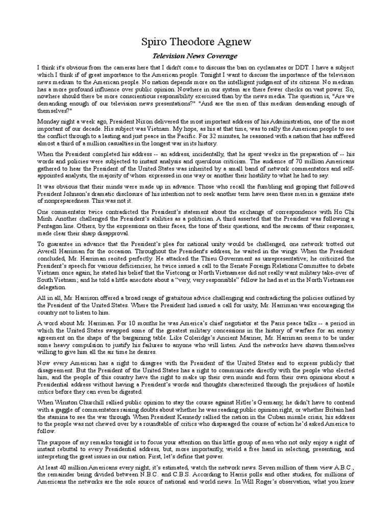 Spiro Theodore Agnew | PDF | News | Newspapers