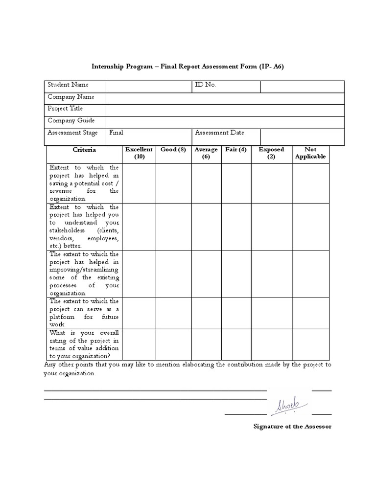 Internship Program Final Report Assessment | PDF