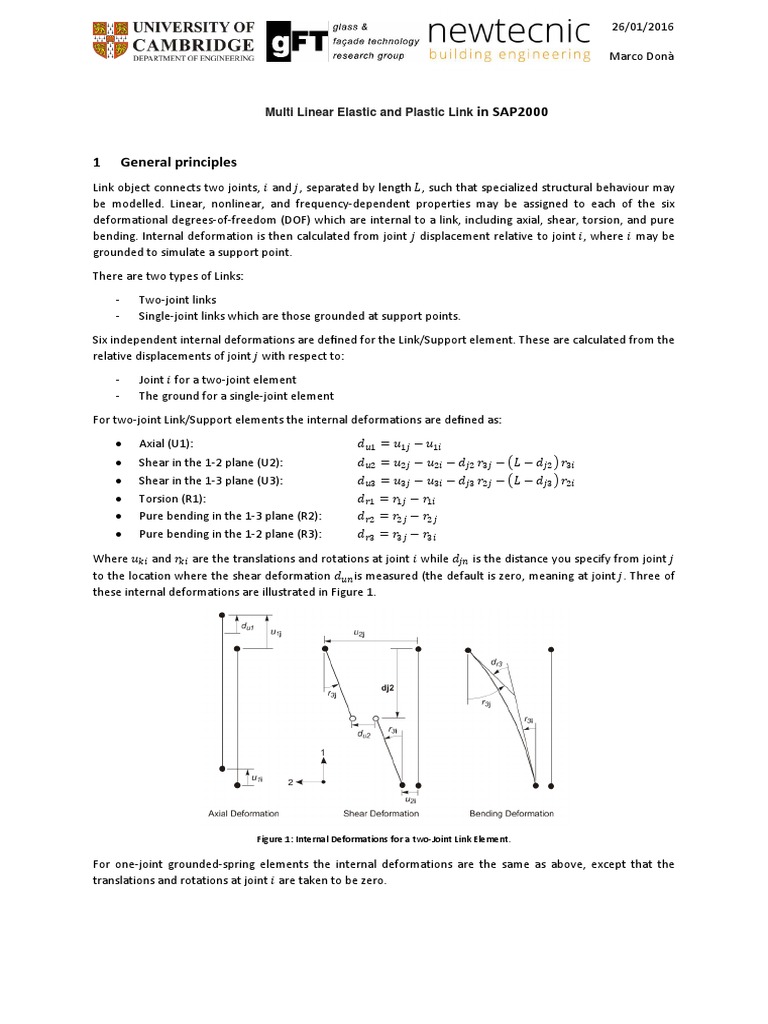 Multi-Linear Plastic Links in SAP2000 | PDF | Beam (Structure) | Bending