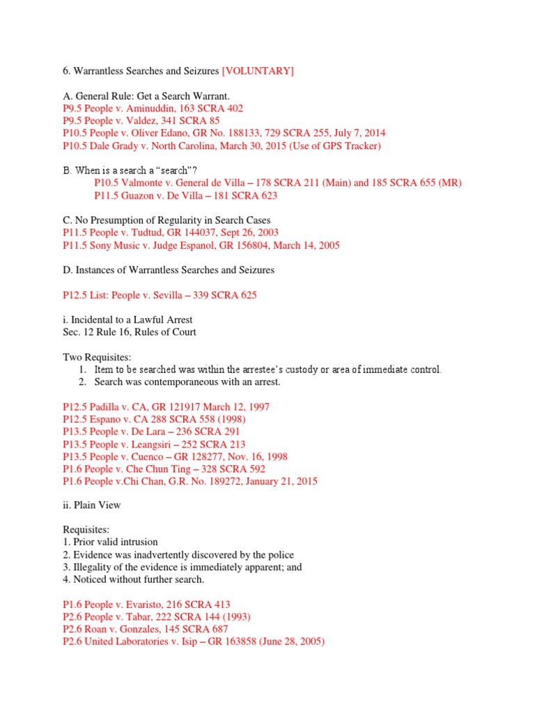 Warrantless Search and Seizures | Search And Seizure | Search Warrant