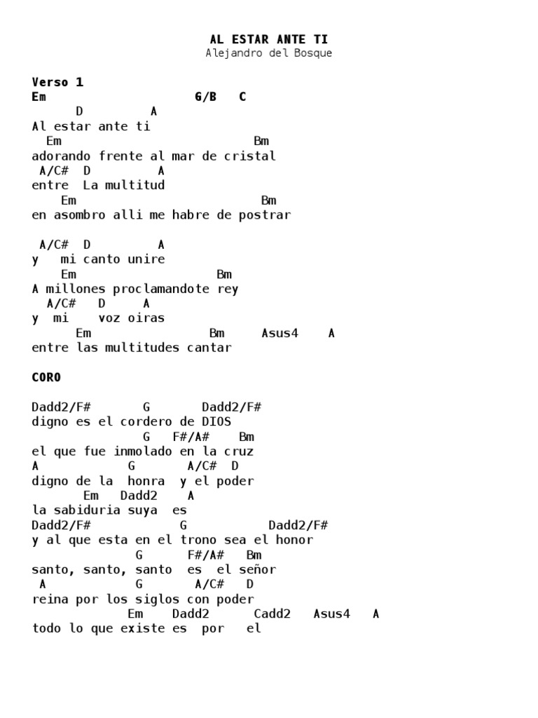 Al Estar Ante Ti - Letra y Acordes | PDF