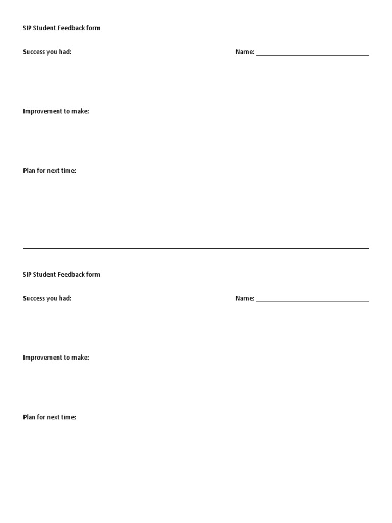 SIP Student Feedback Form | PDF
