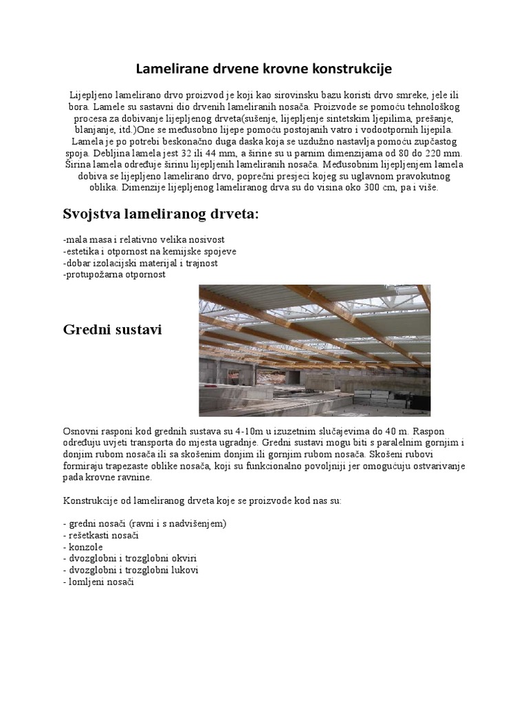 Lamelirane Drvene Krovne Konstrukcije | PDF