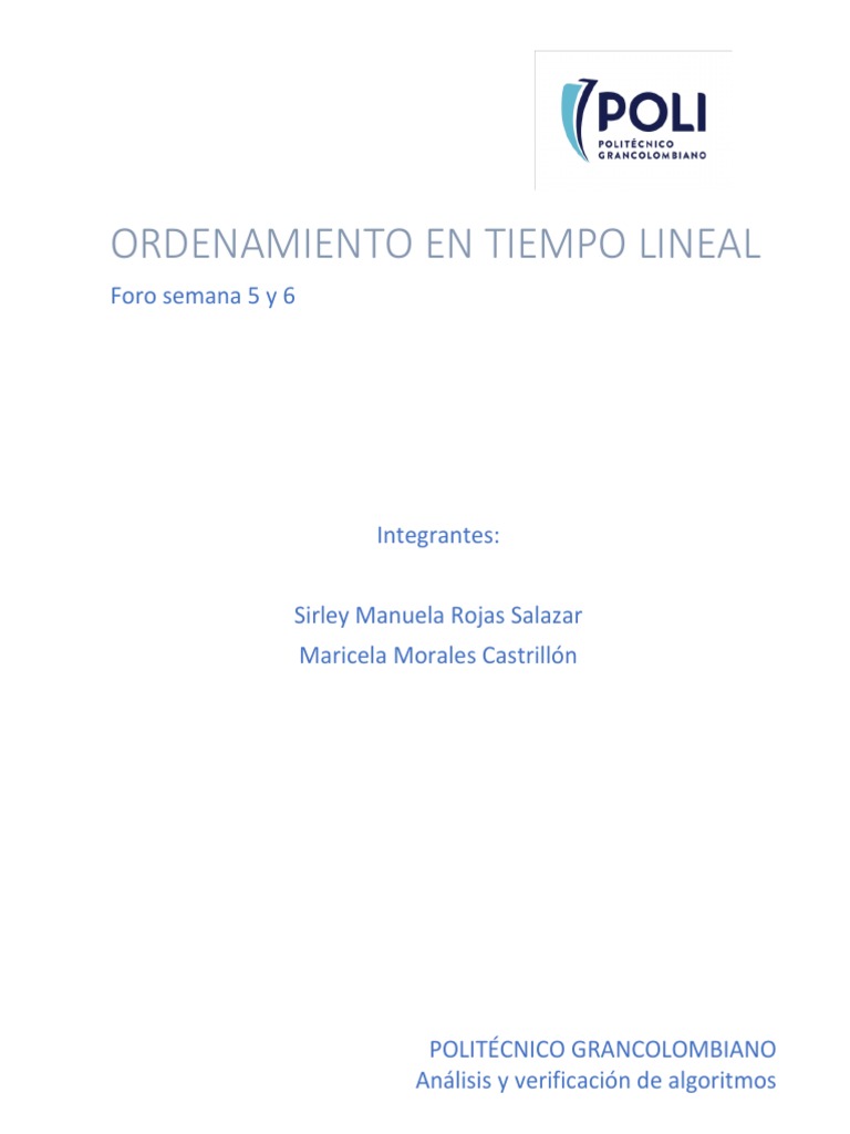 Análisis Comparativo De Algoritmos De Ordenamiento En Tiempo Lineal Pdf Algoritmos