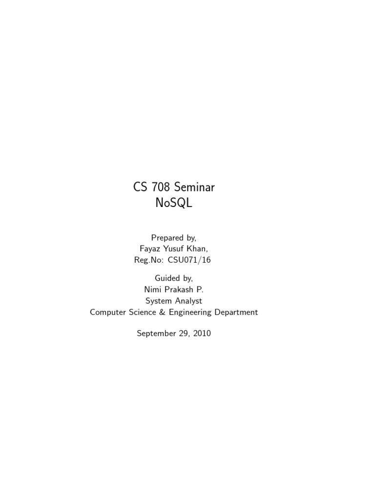 Seminar Nosql | PDF | No Sql | Databases Seminar Nosql | PDF | No Sql | Databases