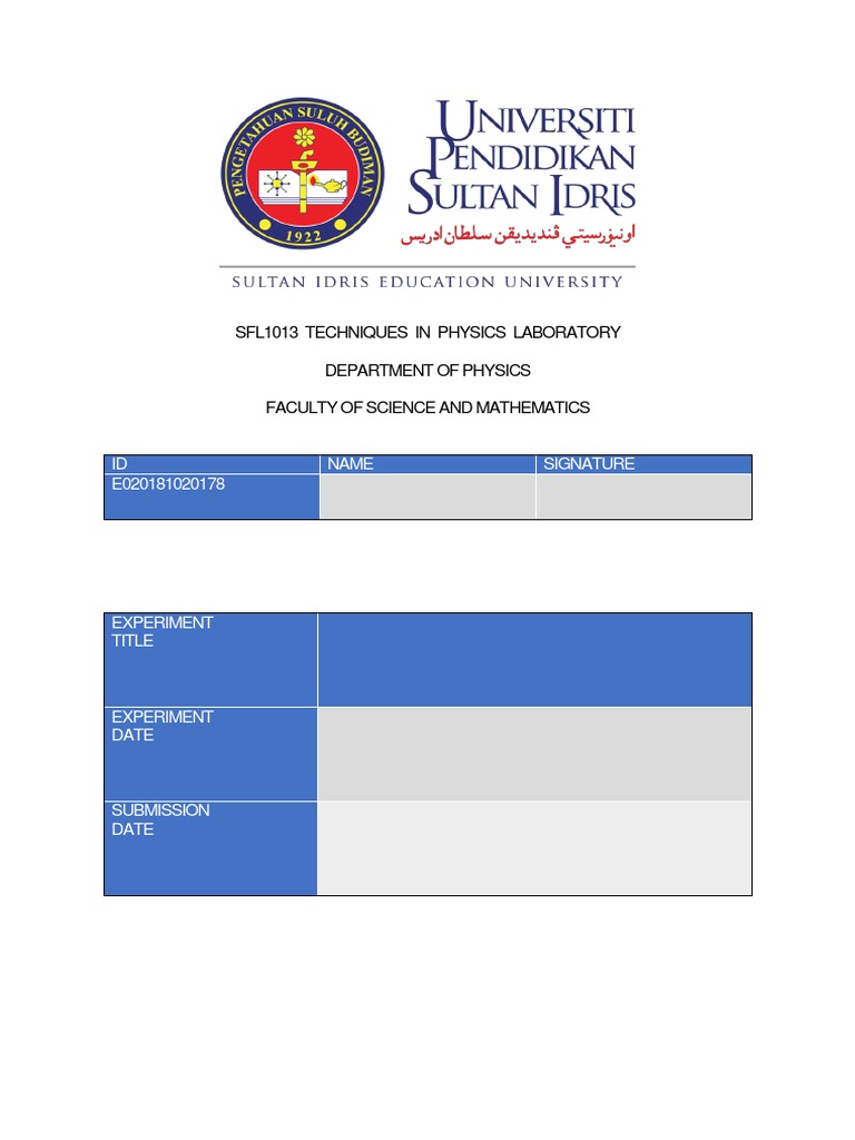 Lab Report UPSI Cover Page | PDF