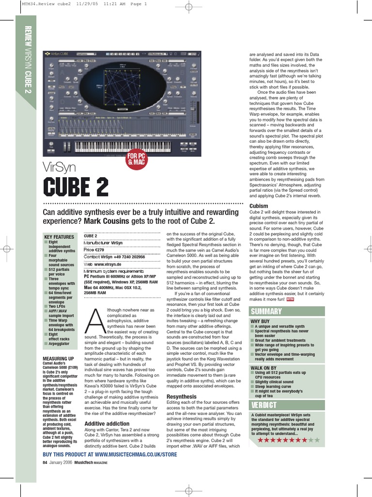 VirSyn Cube 2 (MT34) | PDF | Synthesizer | Computing And Information Technology