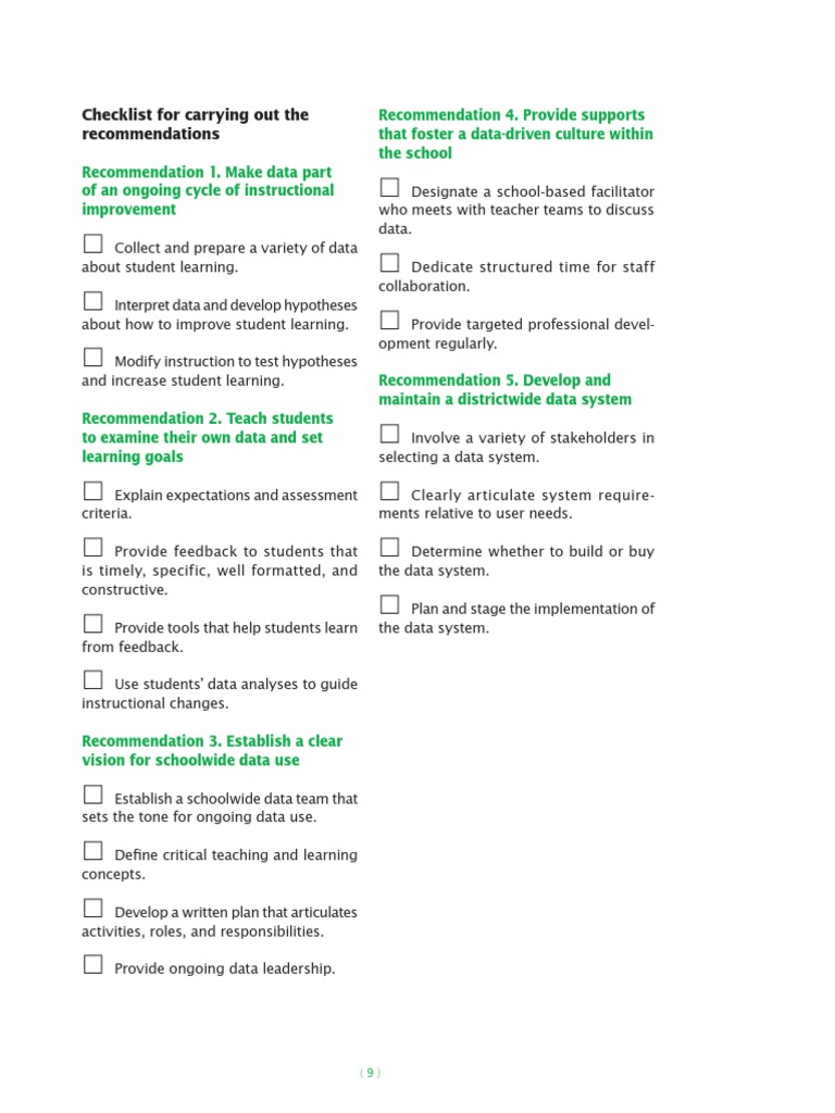 Data-Driven Instruction Checklist | PDF