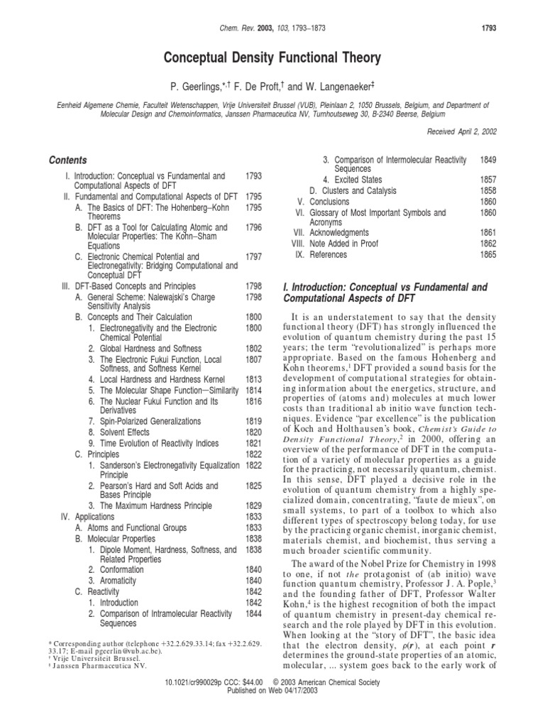 Conceptual Density Functional Theory PDF | PDF | Density Functional ...