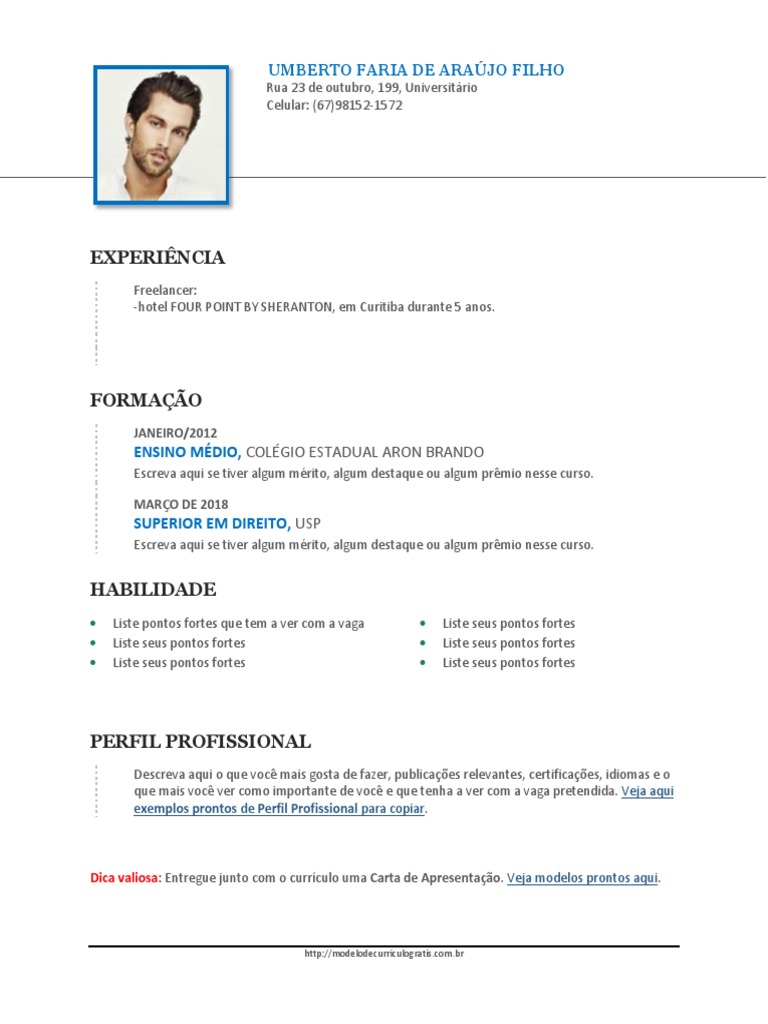 Modelo de Currículo Pronto para Baixar e Preencher 01 OK | PDF