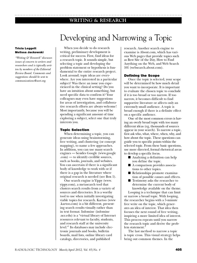 Leggett Narrowing Dissertation Topics | PDF | Web Search Engine | Thesis