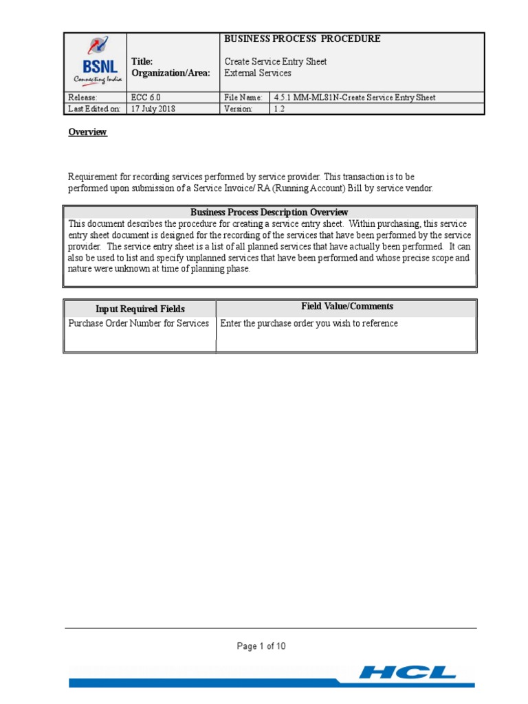 Create Service Entry Sheet in SAP ML81N | PDF | Icon (Computing) | Invoice