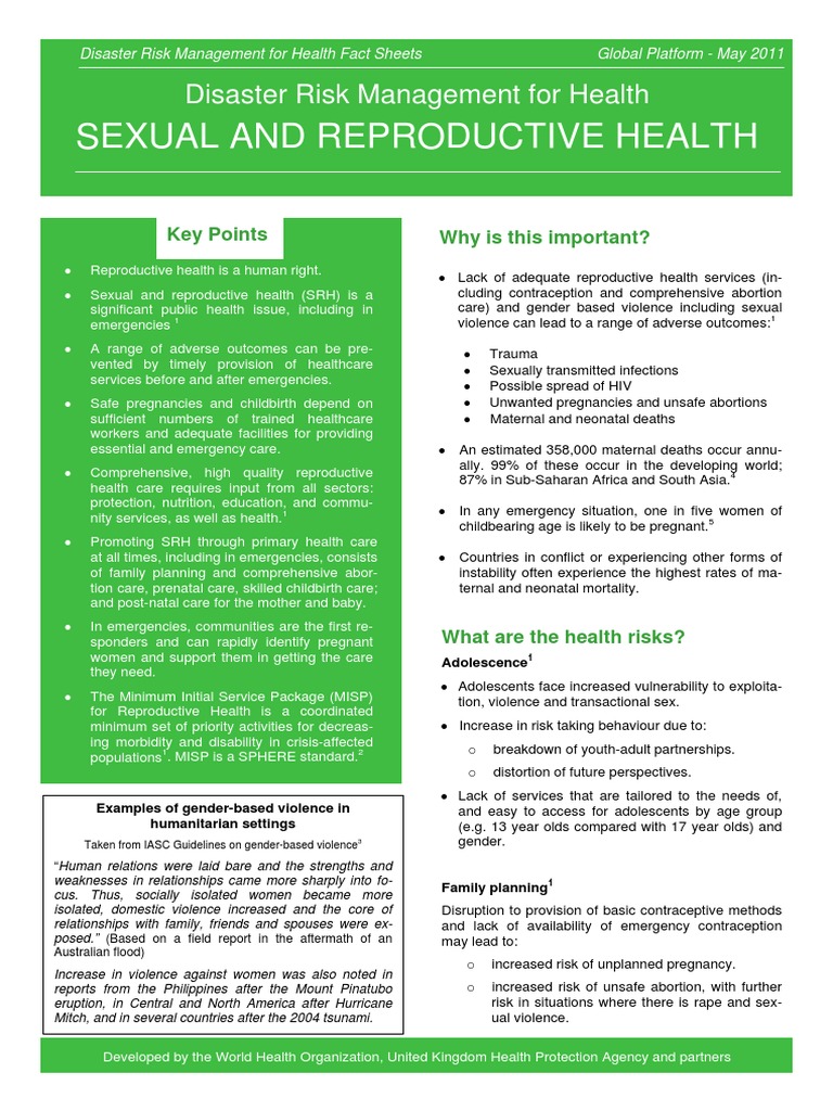DRM Fact Sheet Sexual and Reproductive Health | PDF | Reproductive ...