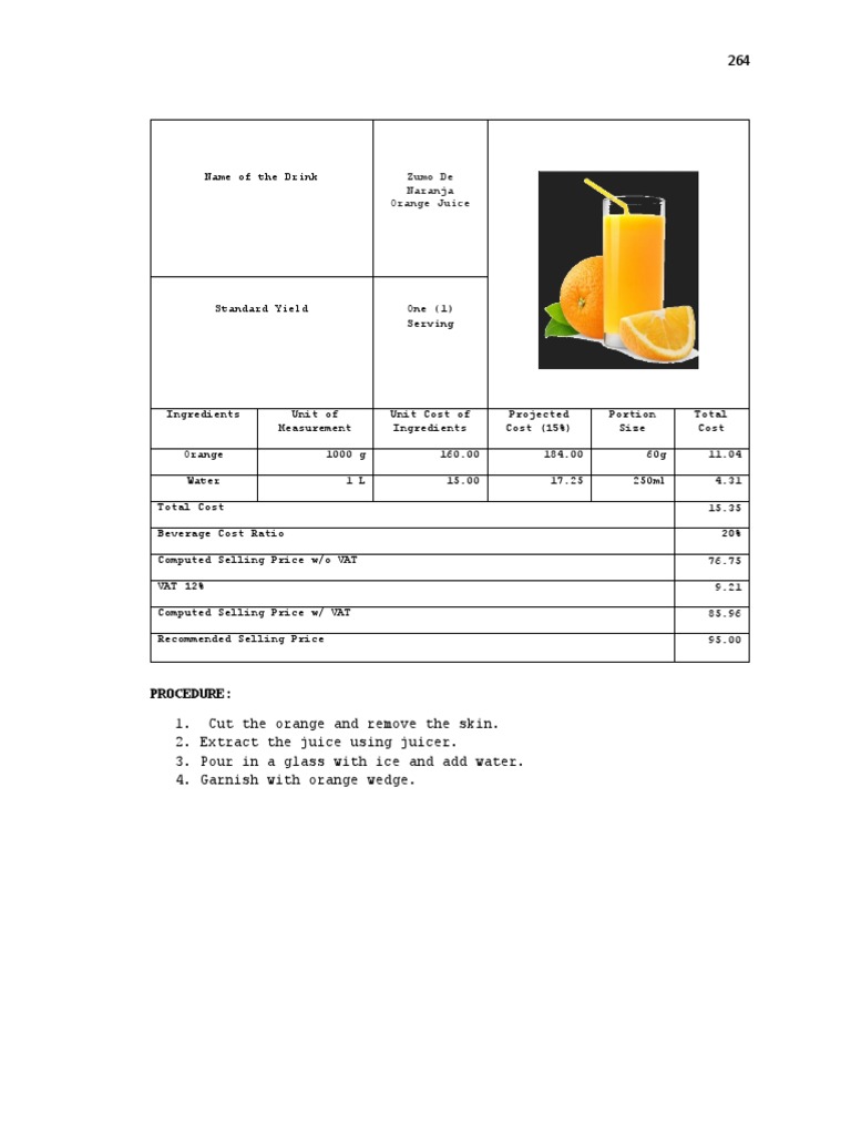 Beverage Costing and Pricing Guide | PDF | Drink | Lime (Fruit)