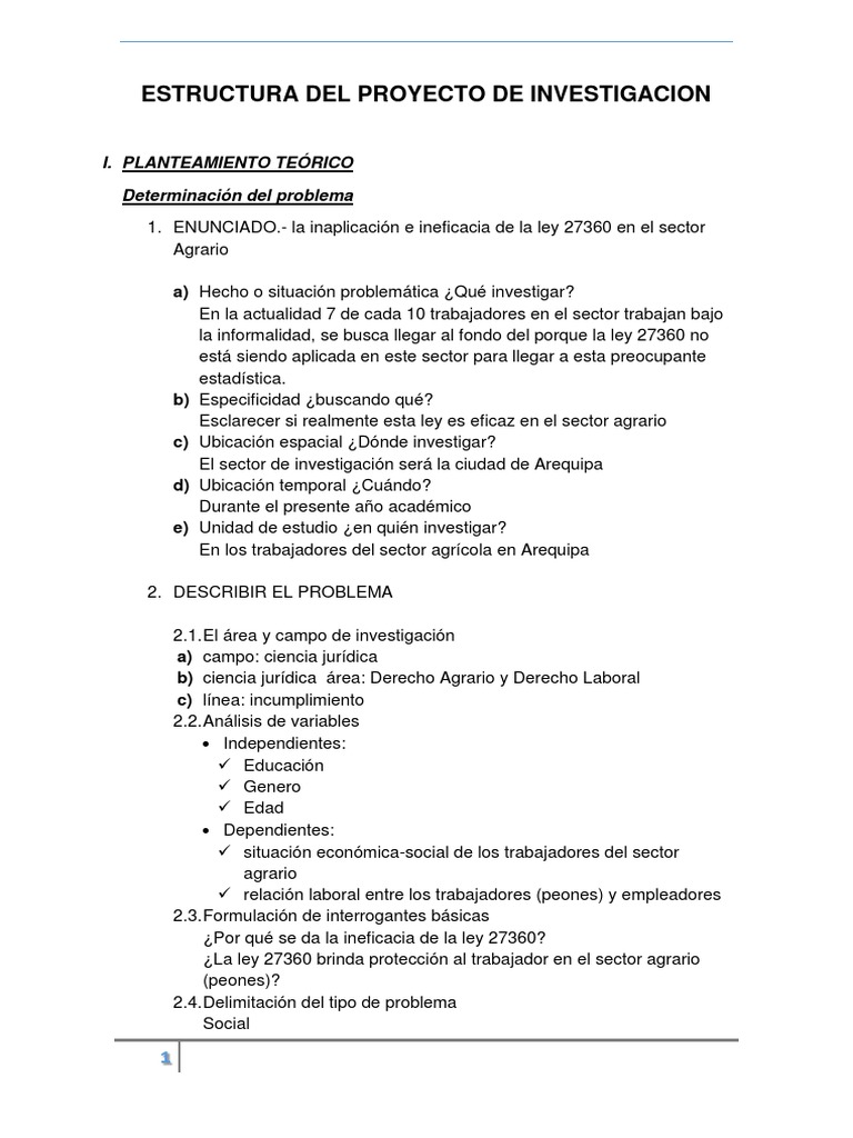 Estructura Del Proyecto de Investigacion | PDF | Derecho laboral | Science