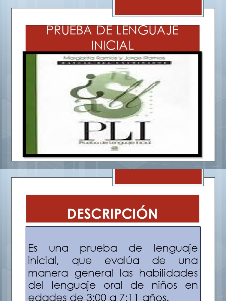 Prueba de Lenguaje Inicial (PLI) | PDF | Artes del Lenguaje y ...