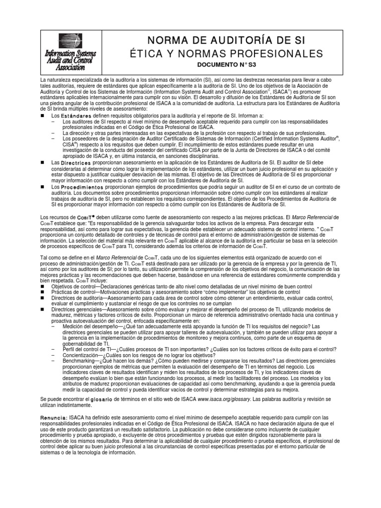 Standards IT Spanish S3 | PDF | Cobit | Auditoría