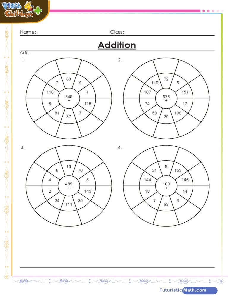 Addition Circle Drill Worksheet PDF | PDF