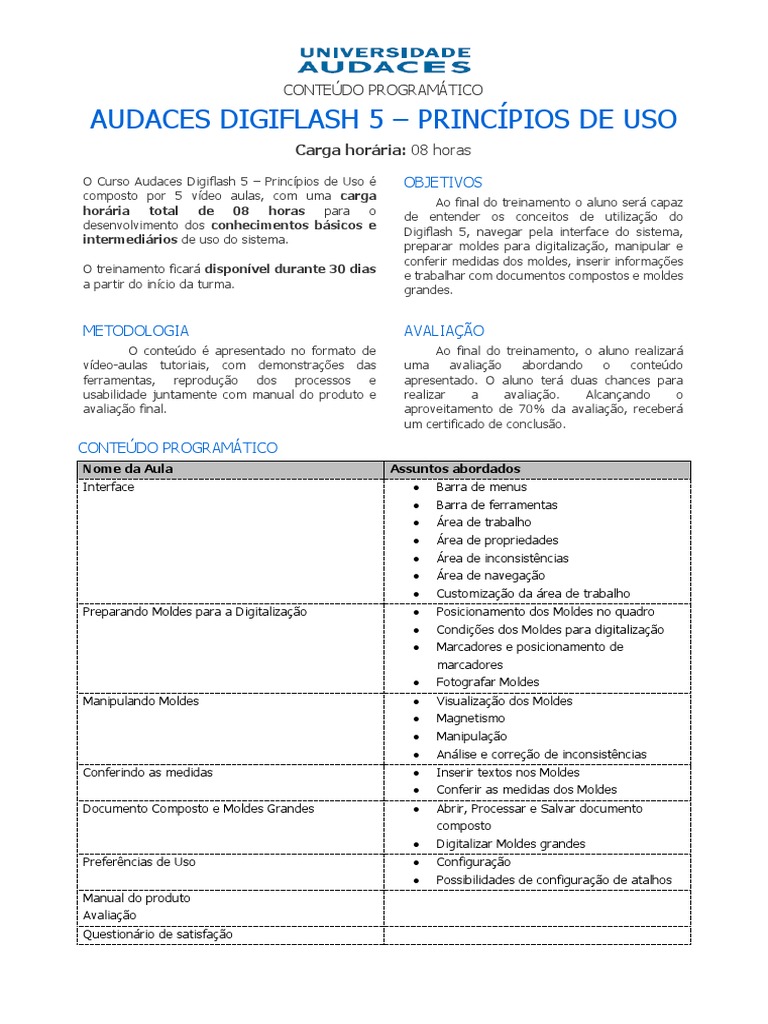Curso Básico de Audaces Digiflash 5 | PDF | Usabilidade | Programas