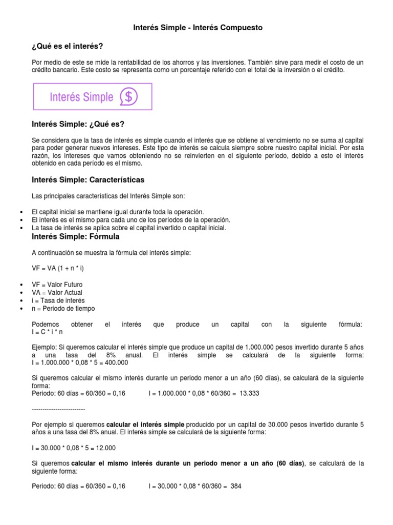 Interés Simple y Compuesto | PDF | Interés compuesto | Tasas de interés