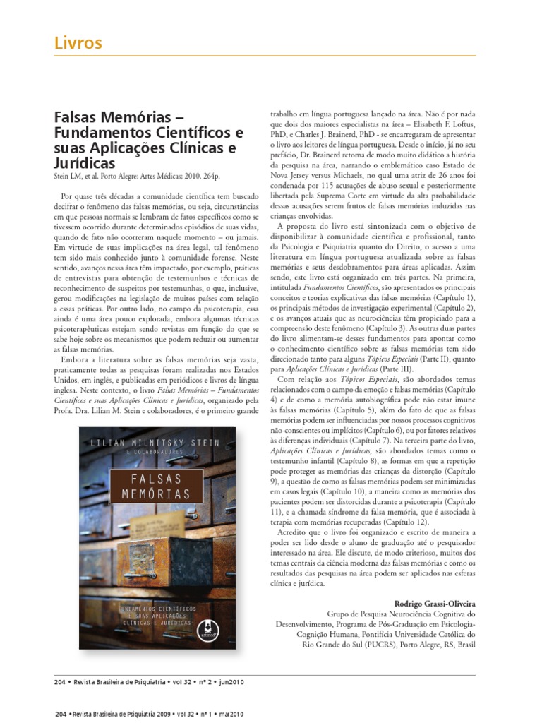Falsas Memórias: Fundamentos e Aplicações | PDF | Science | Psicoterapia